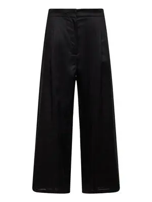 Max Mara Black Washed Ramie Cropped Trousers - Multicolor