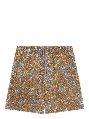 Dries Van Noten DRIES VAN NOTEN Sequined Drawstring Shorts Silver
