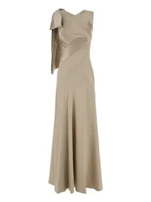 MAISON MARGIELA Sand Satin Long Dress - Brown