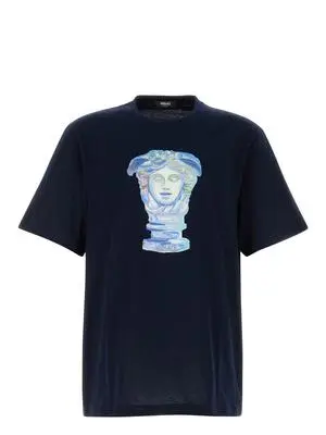 Versace Versace Men T-Shirt Compact Cotton Jersey Fabric + Medusa Gall Multicolor