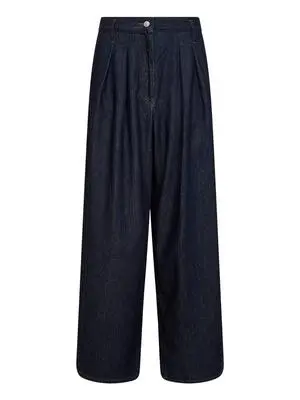 Dries Van Noten Indigo Denim Wide-leg Pleated Jeans - Multicolor