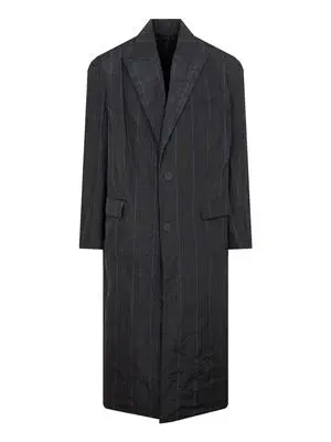 Balenciaga Checked Long Raincoat - Gray