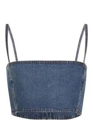 Alaïa Cotton Blend Bustier Top - Blue