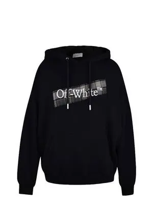 Off-White Hoodie With Diagonal Stripe Detail - Black