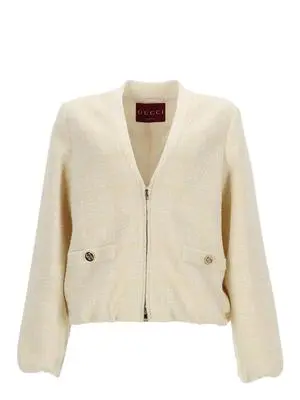 Gucci Plaid Zip-up Jacket - Cream
