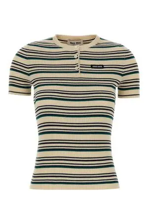 MIU MIU Miu Miu Embroidered Cotton T-Shirt