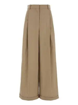 Loewe Wide-leg Cotton Pants - Brown