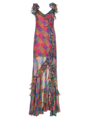 Etro ETRO Multicolor Geometric Paisley Silk Chiffon Maxi Dress Multicolor