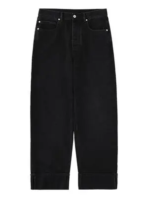 Bottega Veneta Wide Fit Folded Hem Jeans - Black