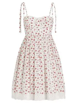 Dolce & Gabbana Floral Print Cotton Dress With Lace Inserts - Multicolor