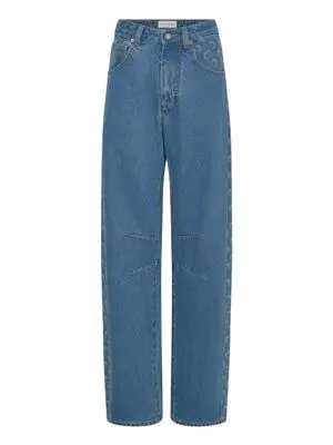 MARINE SERRE Baggy Fit Jeans With Moon Print Panels - Multicolor