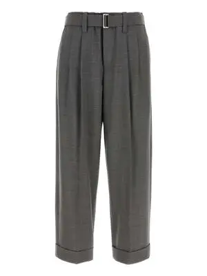 Brunello Cucinelli Grey Stretch Wool Blend Tailored Pants - Gray