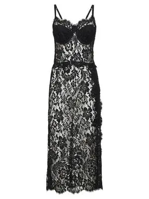 Dolce & Gabbana Black Cordonetto Lace Midi Dress - Multicolor