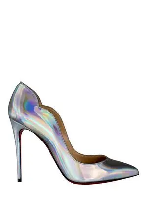 CHRISTIAN LOUBOUTIN Christian Louboutin Patent Leather Pointed Toe Stiletto Pumps Silver