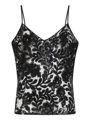 GOLDEN GOOSE Black Sequin-embroidered Tulle Journey Top - Multicolor
