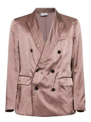 DRIES VAN NOTEN Dries Van Noten Men Old Rose Viscose And Cotton Double-Breasted Blazer