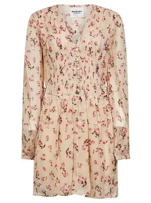Isabel Marant Étoile ISABEL MARANT ETOILE Floral Print Long Sleeve Minidress Multicolor