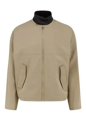 Bottega Veneta BOTTEGA VENETA Cotton Jacket With Intrecciato Leather Collar Multicolor