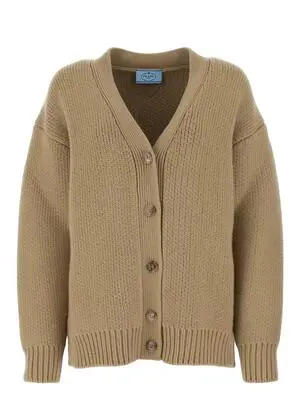 Prada Oversize Virgin Wool Blend Cardigan - Brown