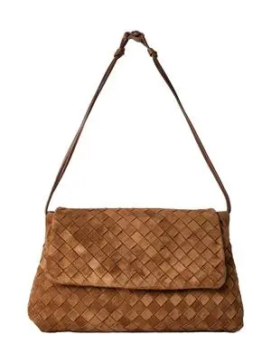 Bottega Veneta Giorno Suede Shoulder Bag - Brown