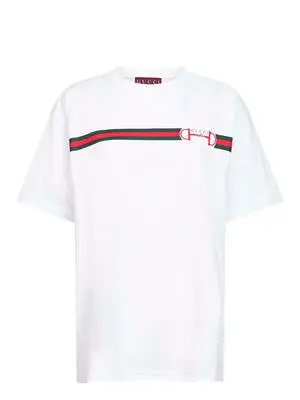 Gucci GUCCI White Cotton Jersey Printed T-Shirt Multicolor