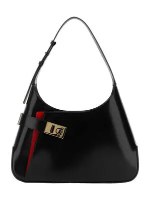 FERRAGAMO Salvatore Leather Large Arch Shoulder Bag - Black