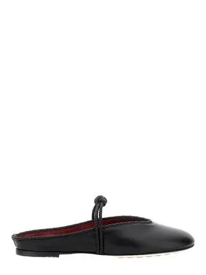 Bottega Veneta Ballerina Mules Lucia In Black Leather - Multicolor