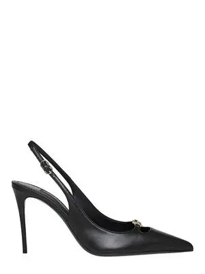 Dolce & Gabbana Black Silky Nappa Leather Lollo Slingback Pumps - Multicolor