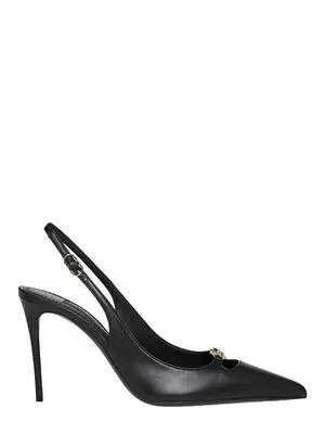 Dolce & Gabbana Black Silky Nappa Leather Lollo Slingback Pumps - Multicolor