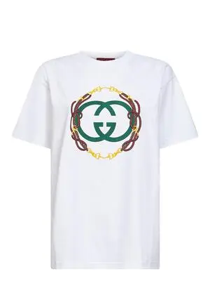 Gucci White Cotton Jersey Printed T-shirt - Multicolor
