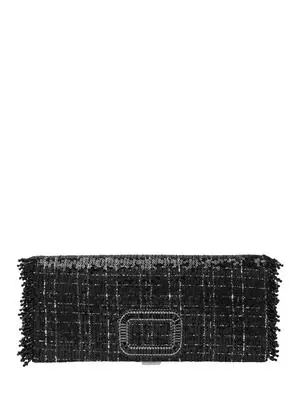 ROGER VIVIER Pilgrim Clutch Bag With Micro Sequins And Jewelled Buckle - Black