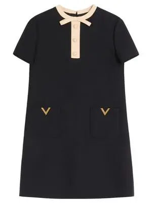 Valentino Garavani Wool And Silk Blend Dress With Bow Detail - Multicolor