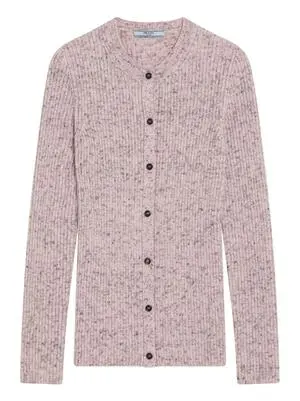 Prada Ribbed Wool Cardigan - Pink