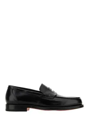 Santoni Leather Loafers - Black