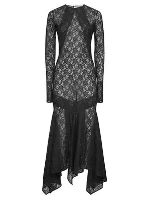 Attico Black Stretch Lace Asymmetric Midi Dress - Multicolor