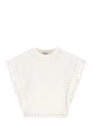 Isabel Marant Étoile ISABEL MARANT ETOILE Odyle Cotton Top With Eyelet Detailing Multicolor
