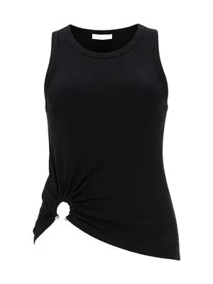 Rabanne Cotton Tank Top With Piercing Detail - Black