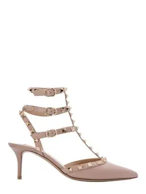 Valentino Garavani Rockstud Leather Pumps With Ankle Strap - Multicolor
