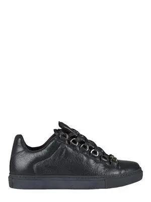 Balenciaga Arena Leather Sneakers With Gold Tone Details - Gray