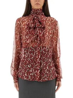 Saint Laurent SAINT LAURENT Printed Silk Shirt Red