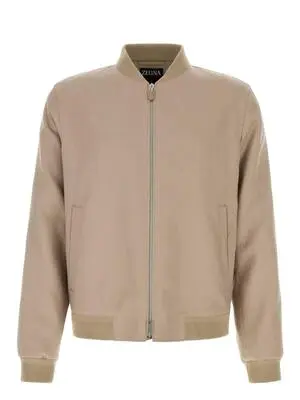 ZEGNA ZEGNA Cappuccino Linen Bomber Jacket
