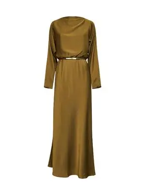 Max Mara Long Sleeve Belted Maxi Dress - Multicolor