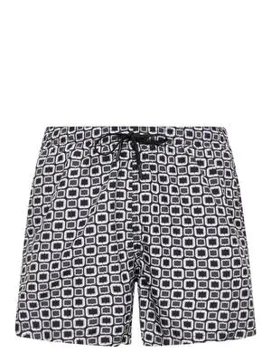 Tagliatore Black Printed Nylon Swim Shorts - Multicolor