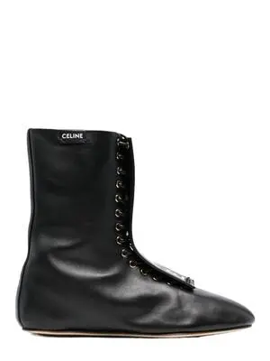 Celine CELINE Leather Lace-Up Boots With Eyelet Detailing Multicolor