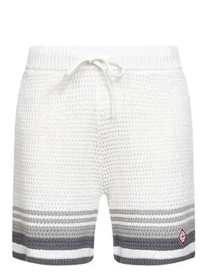 Casablanca Crochet Cotton Shorts With Striped Hem - Multicolor