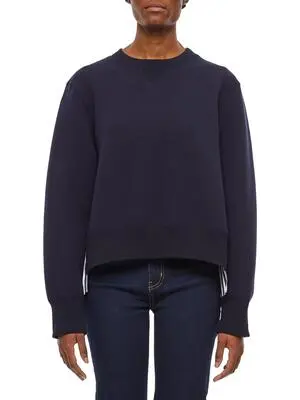 Sacai Crewneck Sweatshirt With Pleated Striped Back - Multicolor