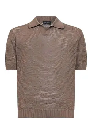 Tagliatore Tagliatore Men Dove Grey Cotton Pointelle Knit Polo Shirt Multicolor