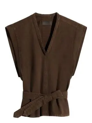 LEMAIRE Cotton V-neck Sleeveless Belted Tank - Multicolor