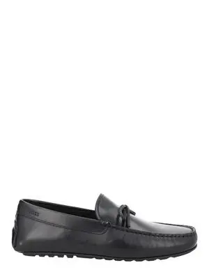 BOSS Leather Moccasins With Bow Detailing - Black