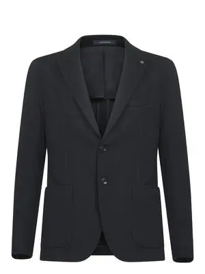 Tagliatore Black Jersey Montecarlo Single-breasted Blazer - Multicolor